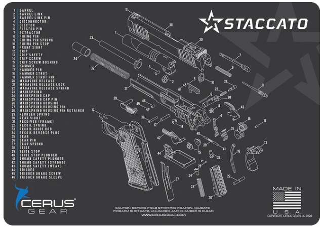 Staccato 2011® Schematic Handgun Cleaning mat